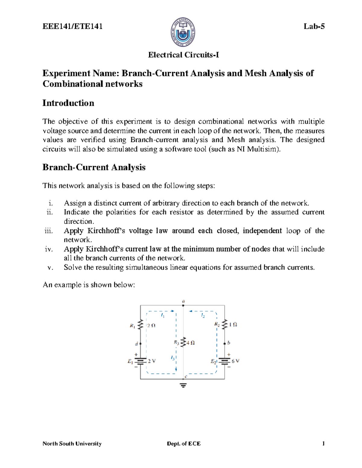 Electrical+Circuits-1 Lab-5 - Electrical Circuits-I Experiment Name ...