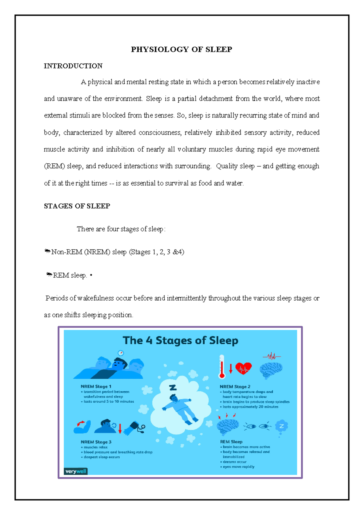 Physiology OF Sleep - PHYSIOLOGY OF SLEEP INTRODUCTION A physical and ...