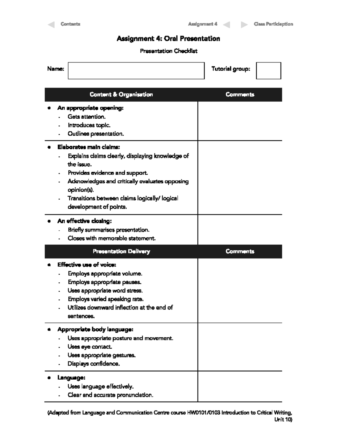 Presentation Check list - HW0001 - Studocu