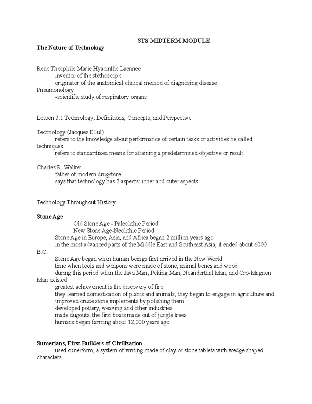 STS Midterm Module - STS MIDTERM MODULE The Nature of Technology Rene Theophile Marie Hyacinthe ...