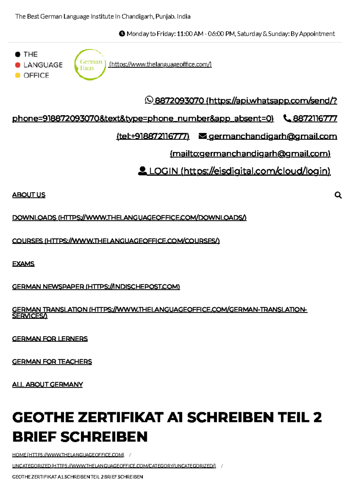 Geothe Certificate A1 Writing Part 2 Letter Writing - The Best German ...