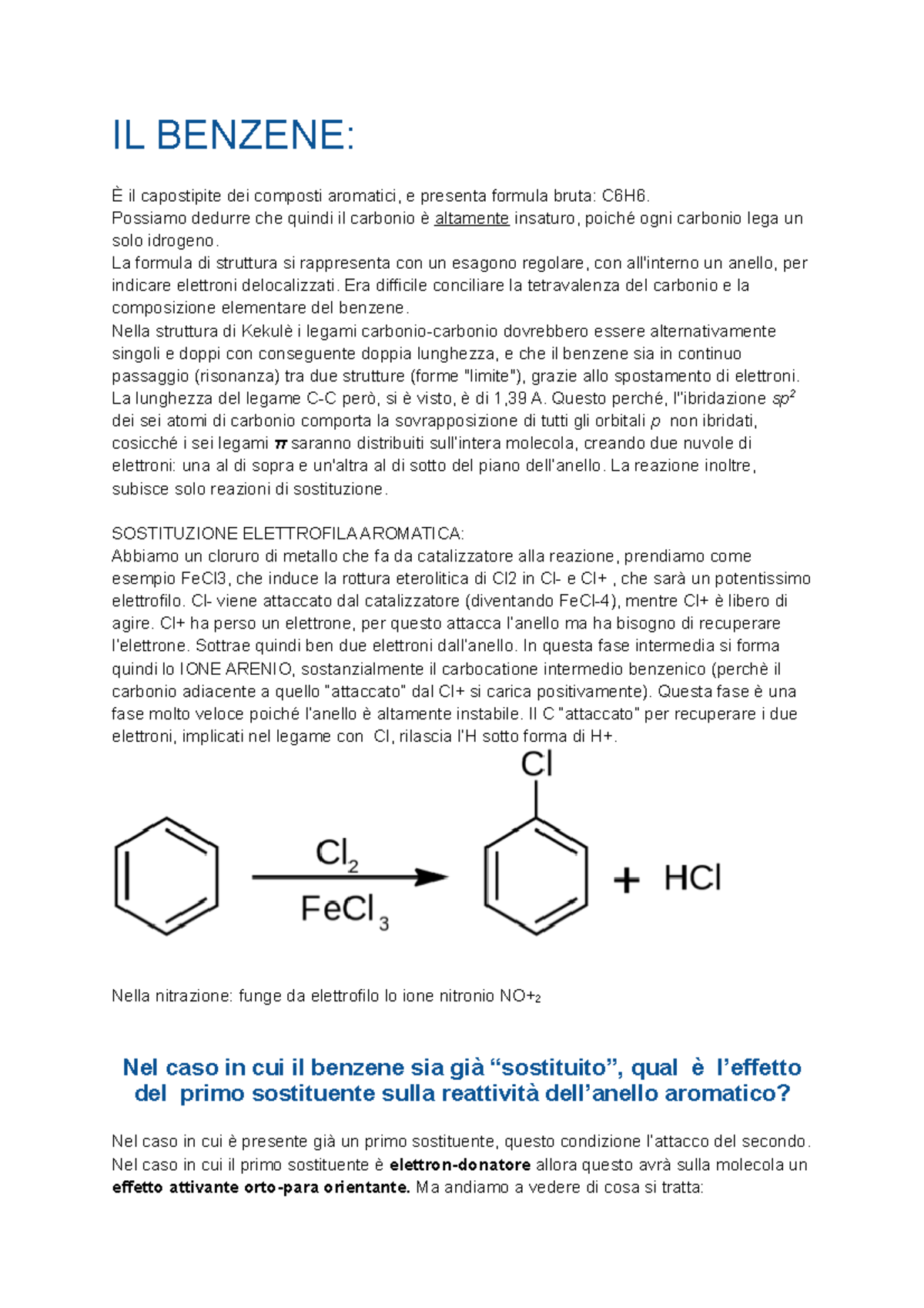 Appunti sul benzene - IL BENZENE: È il capostipite dei composti ...