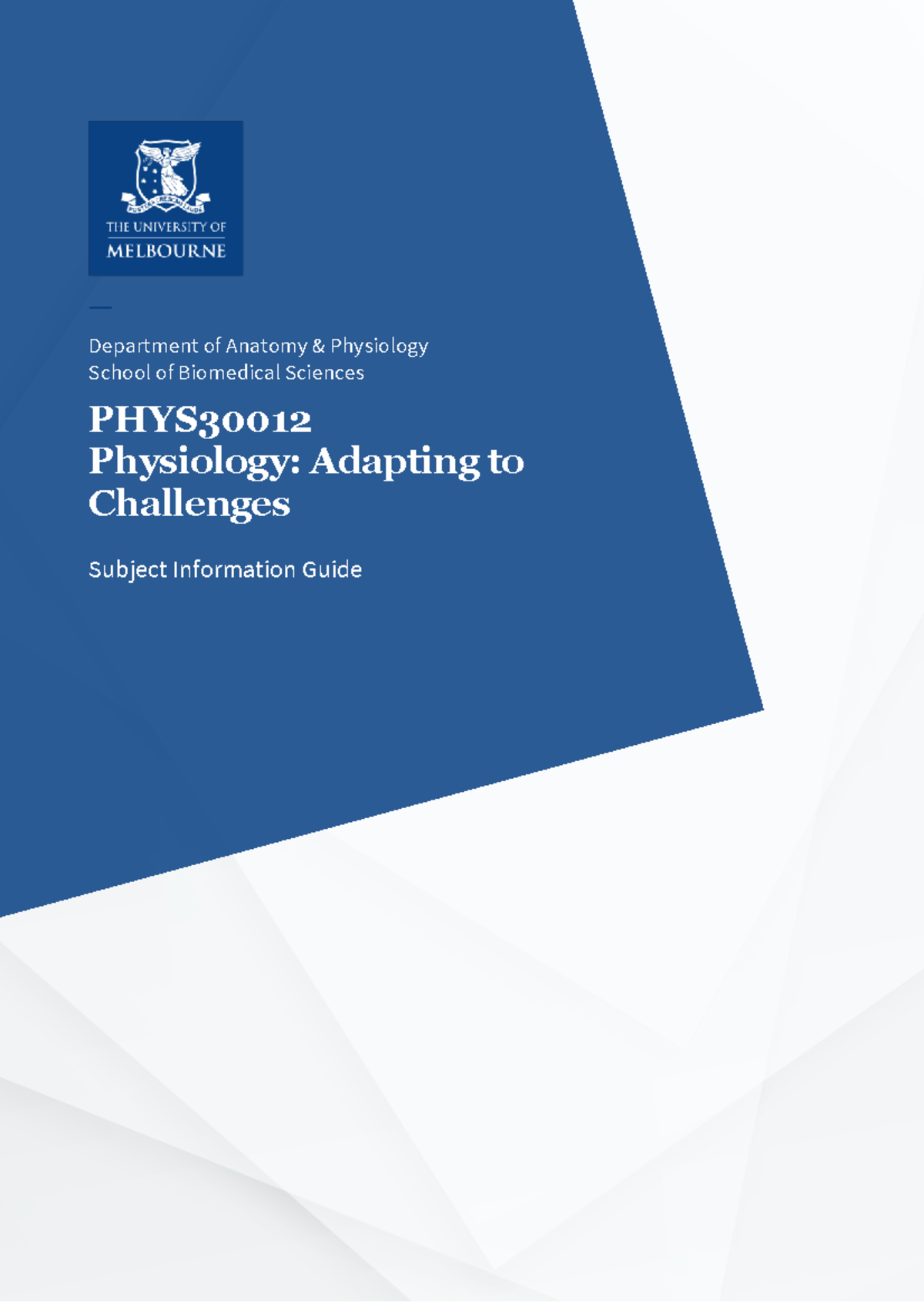 Adapting to Challenges Subject guide of the coursework - PHYS30012 ...