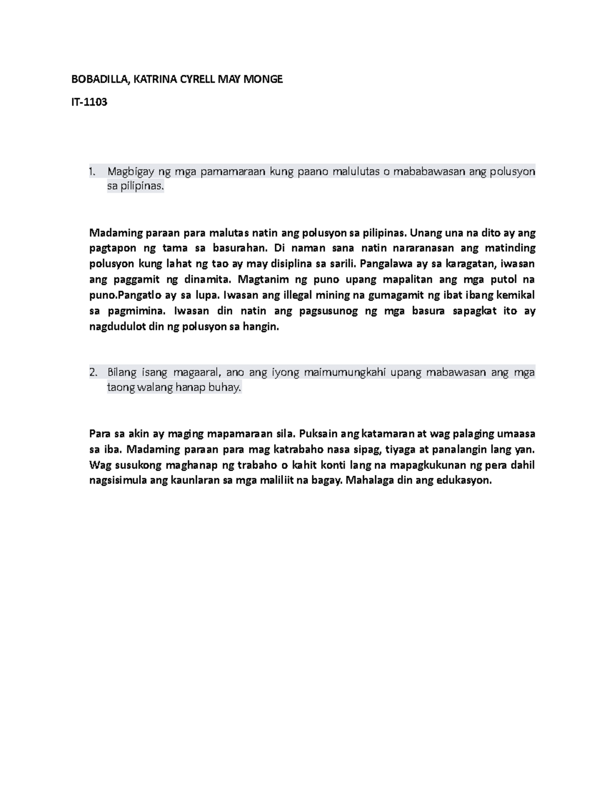 Bobadilla- Filipino - BOBADILLA, KATRINA CYRELL MAY MONGE IT- Magbigay ...