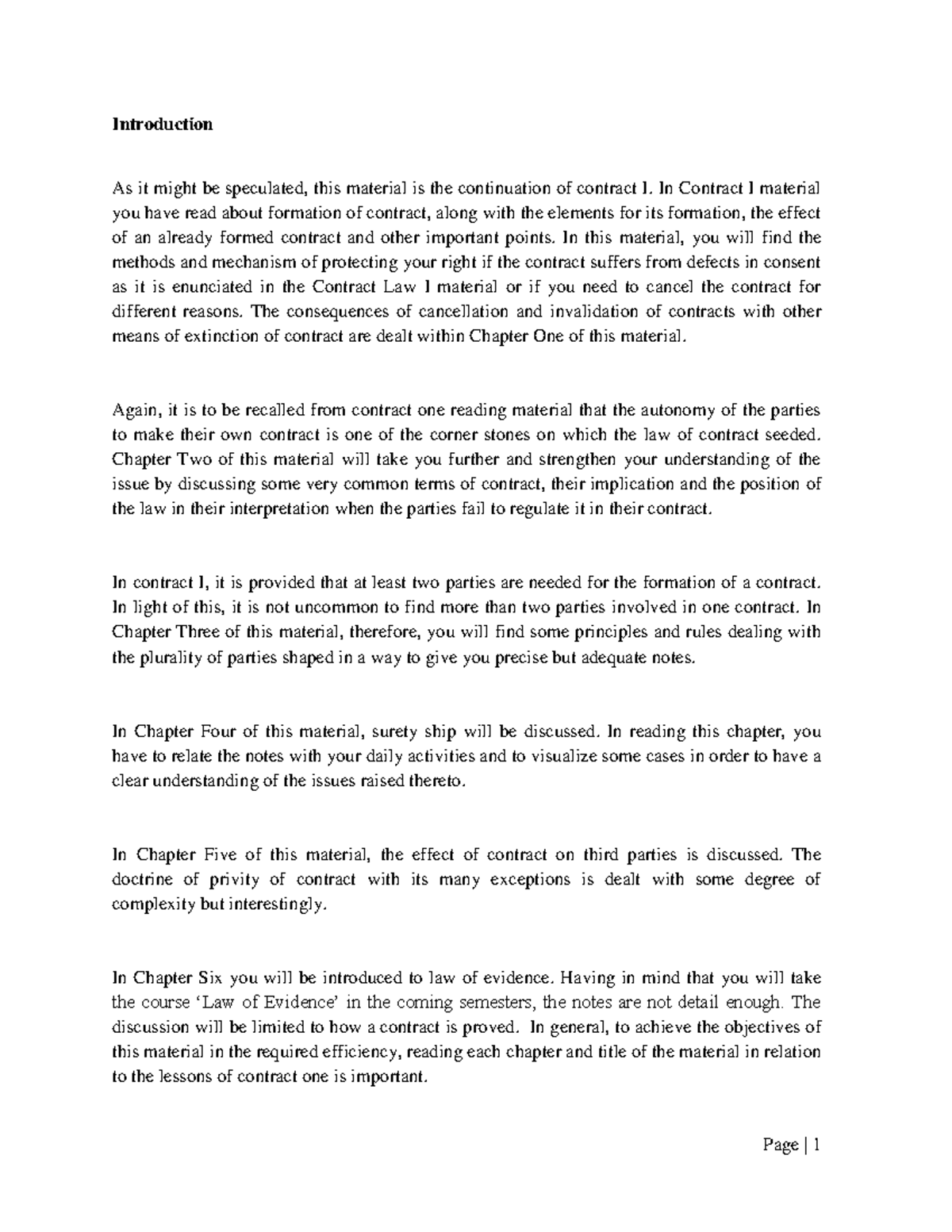 Body - contract law body - Introduction As it might be speculated, this ...