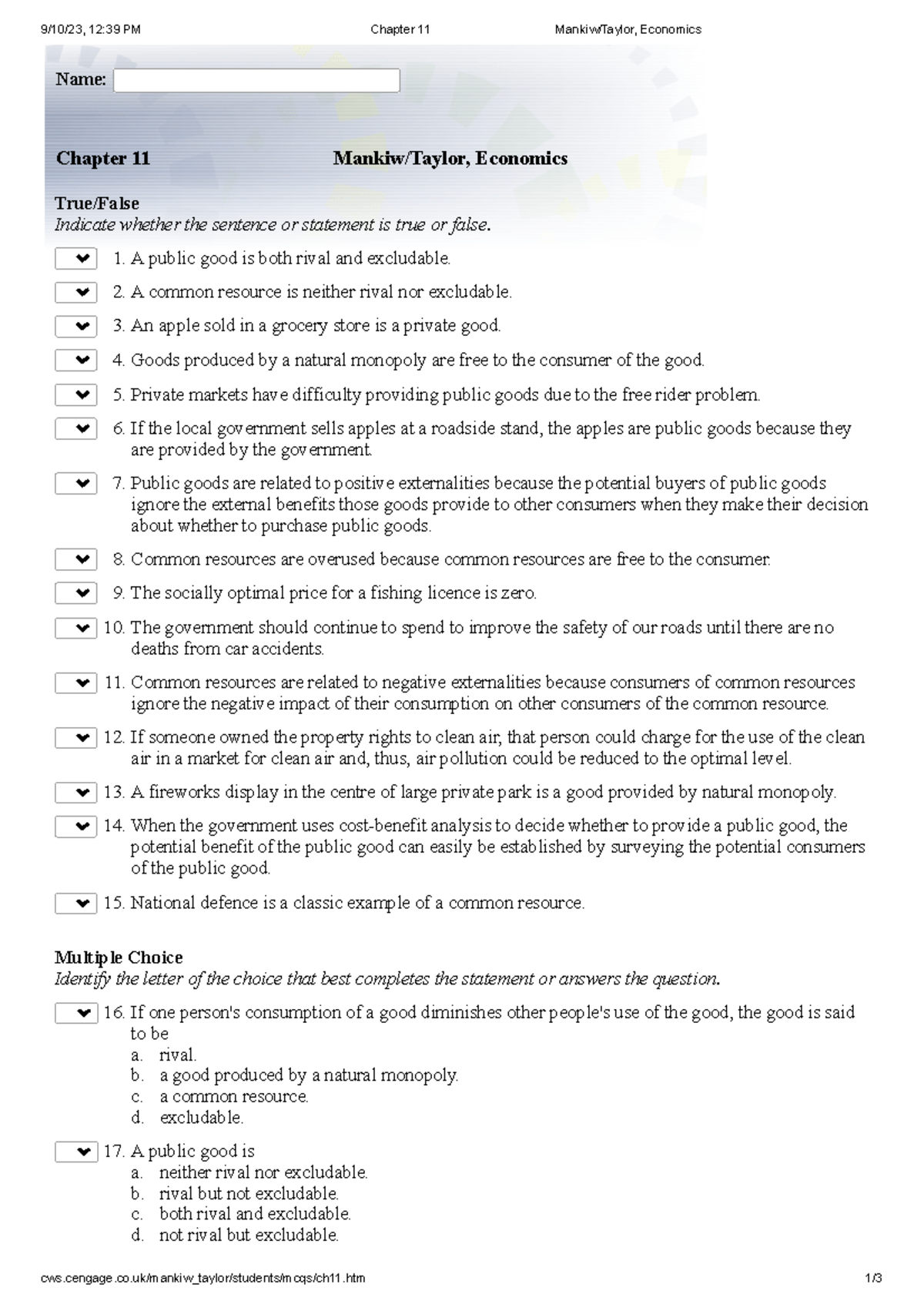 Chapter 11 Mankiw Taylor, Economics - cengage.co.uk/mankiw_taylor ...