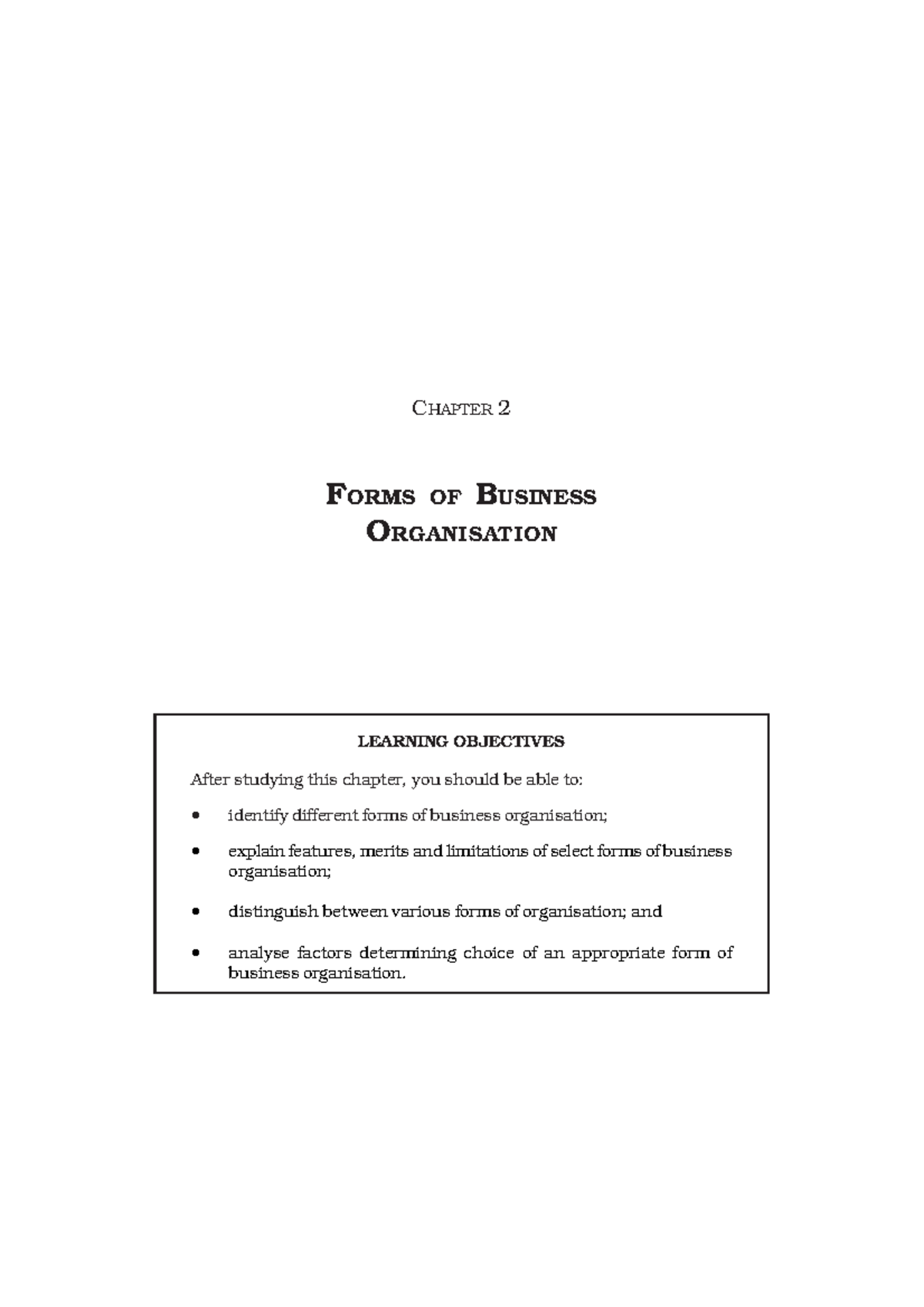 Ch 2 2013 CHAPTER 2 FORMS OF BUSINESS ORGANISATION LEARNING