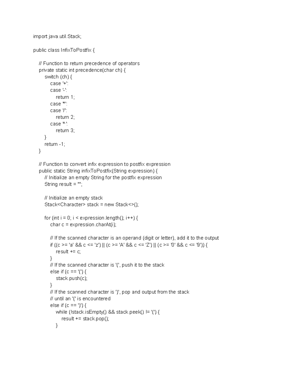 Infix to postfix - import java.util; public class InfixToPostfix { // Function to return ...