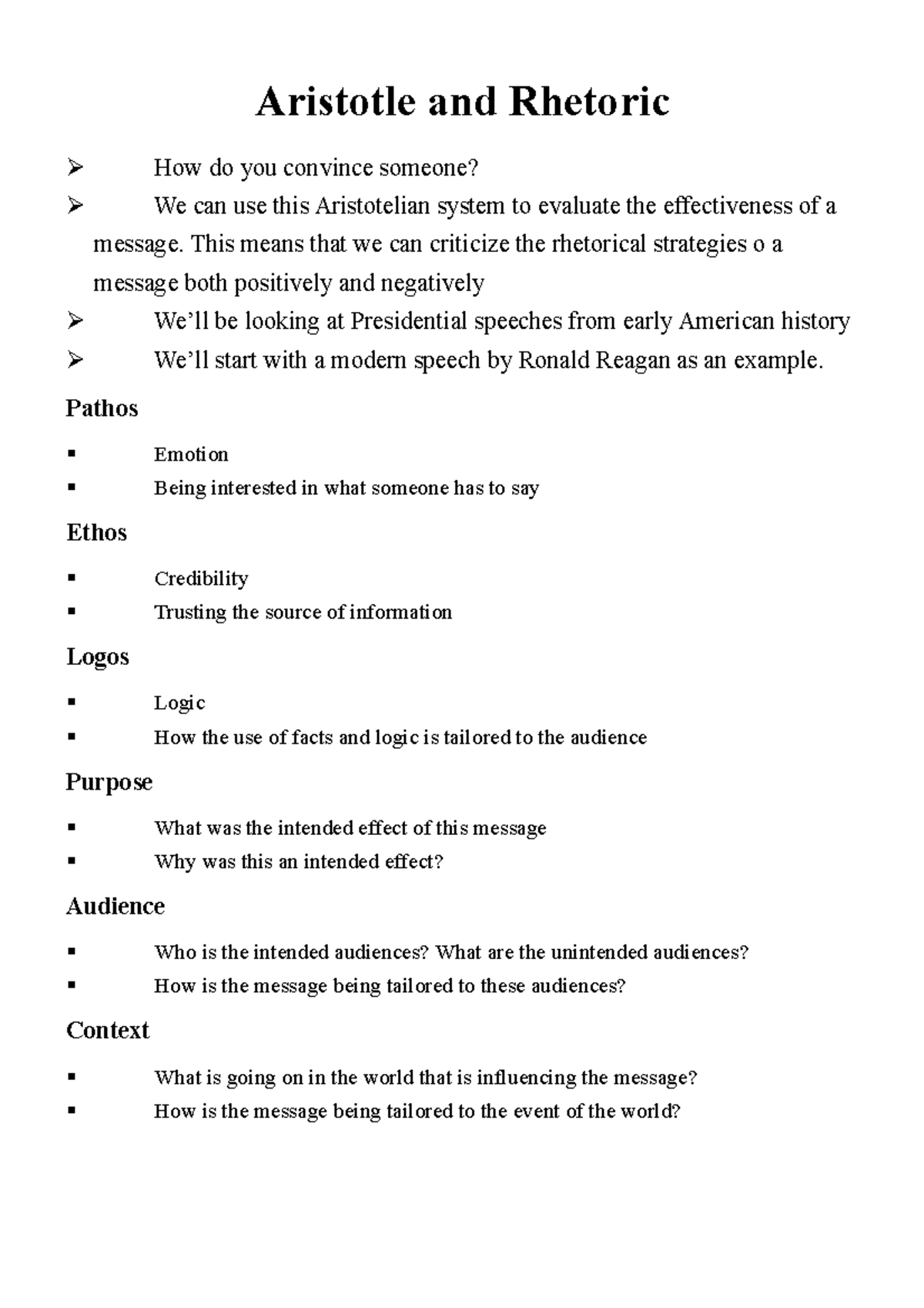 Aristotle and Rhetoric - This means that we can criticize the ...