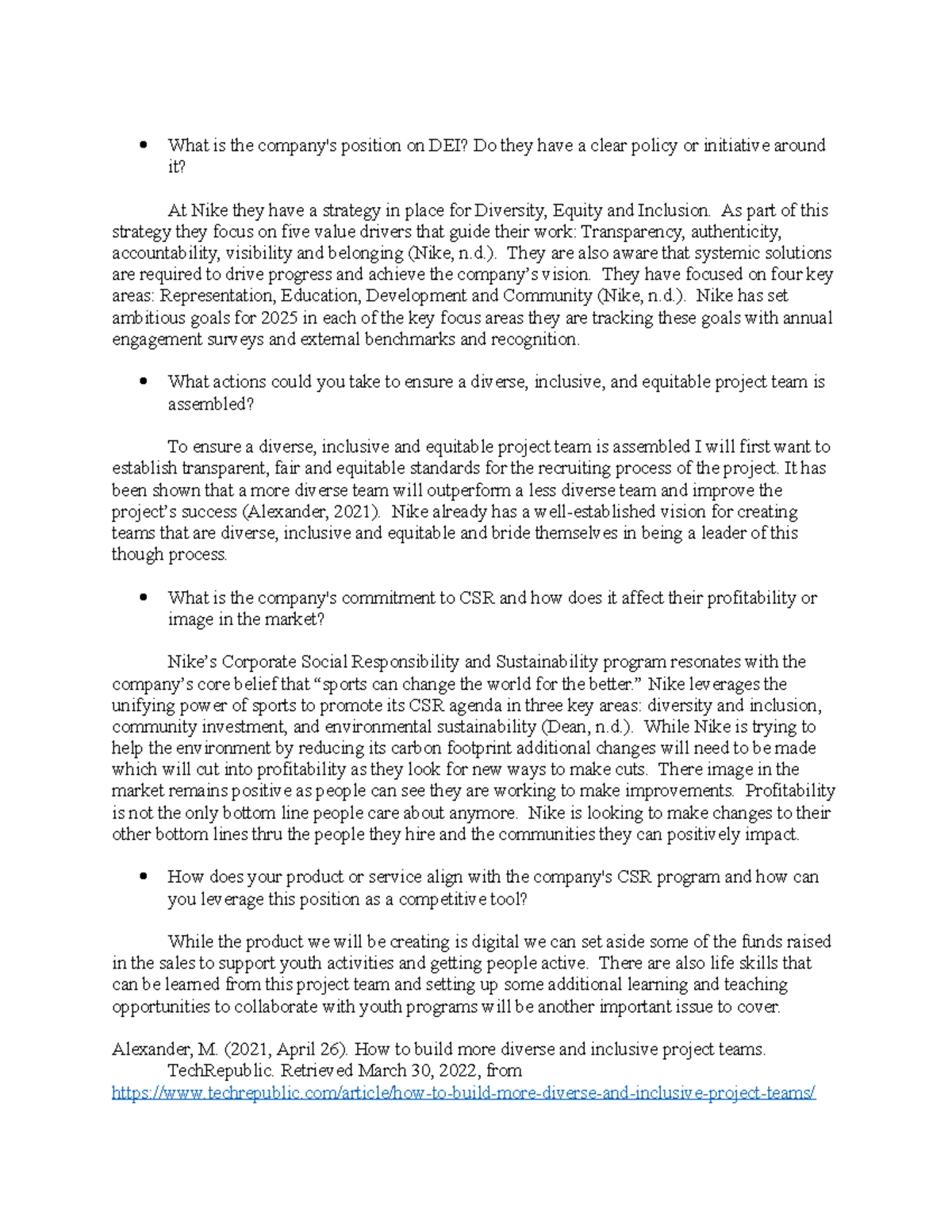 5-1 Discussion DEI and CSR Initiatives - What is the company's position ...