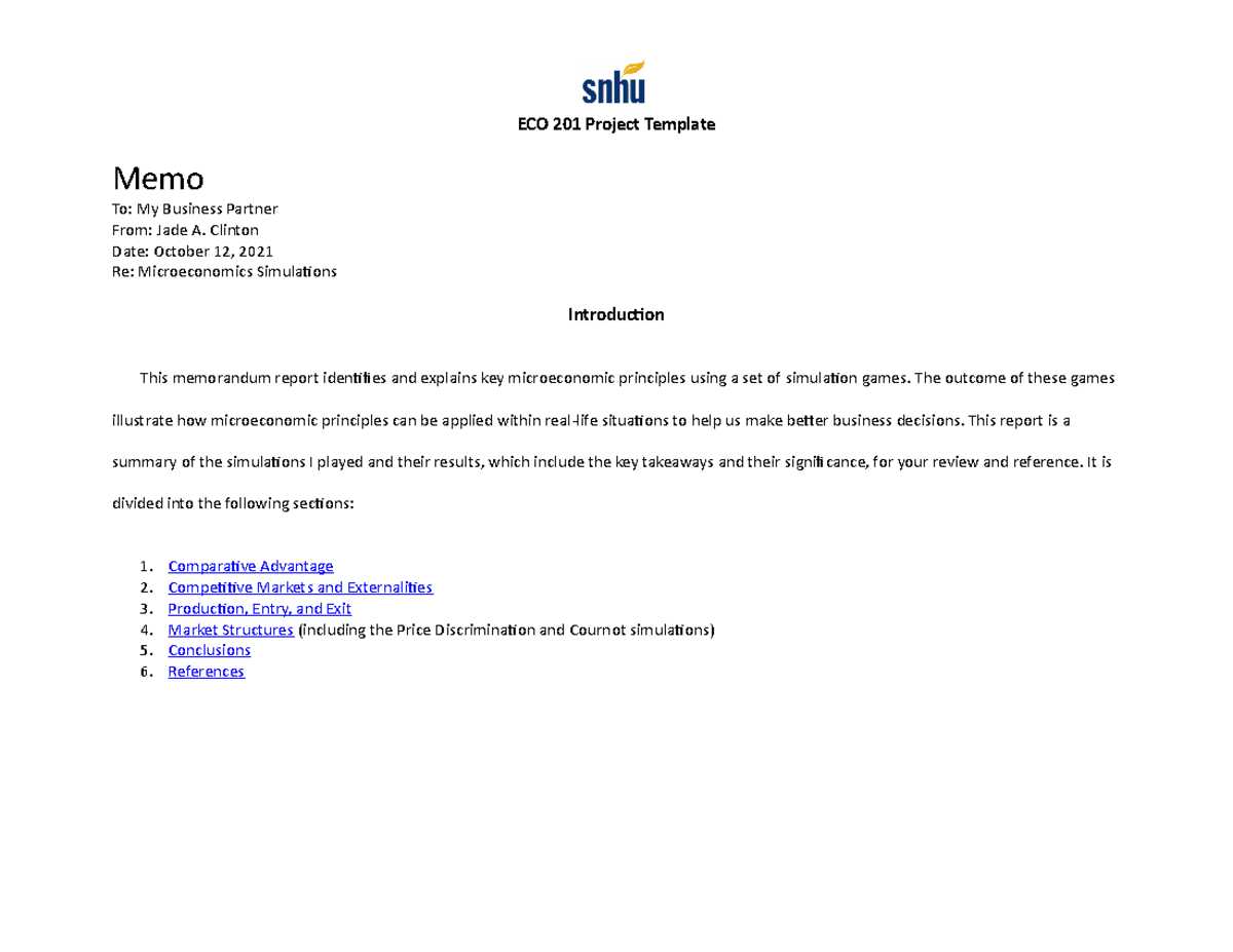 JADE Clinton ECON 201 Final Project - ECO201 - SNHU - Studocu