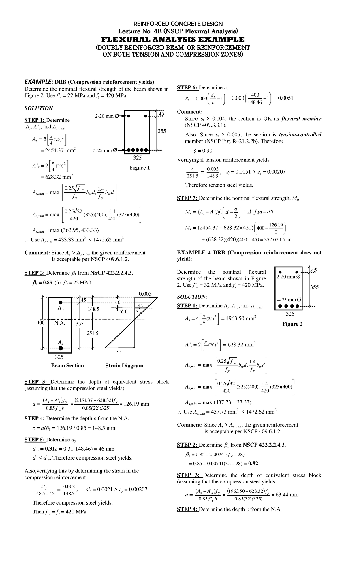NSCP-Flexural-Analysis DRB - REINFORCED CONCRETE DESIGN Lecture No. 4 B ...