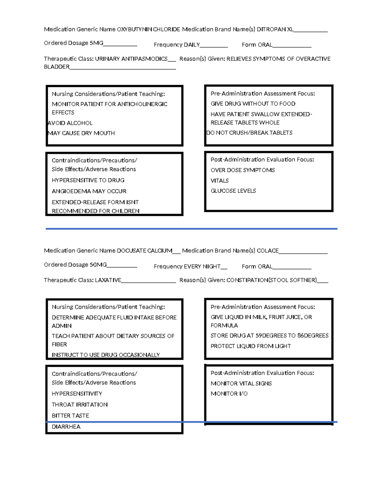 MED CARD KIM Johnson - VSIM - Nursing Considerations/Patient Teaching ...