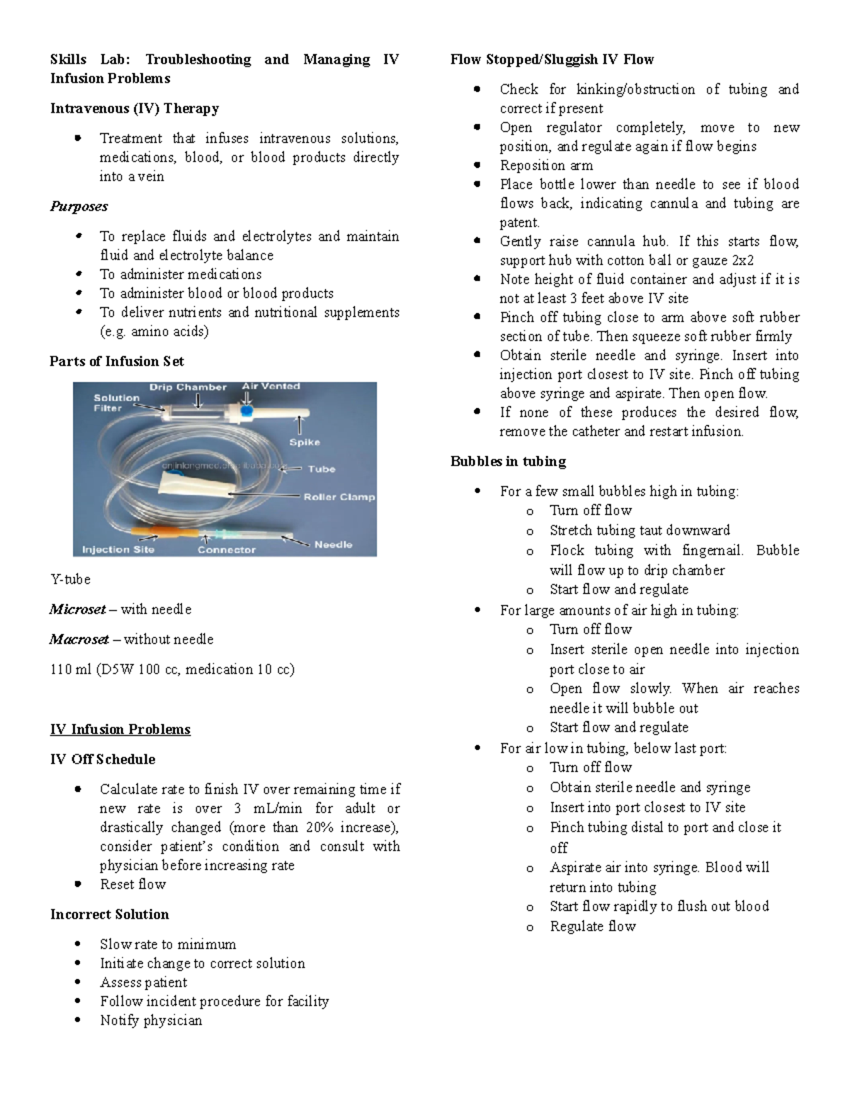 Skills Lab Troubleshooting and Managing IV Infusion Problems - Skills ...