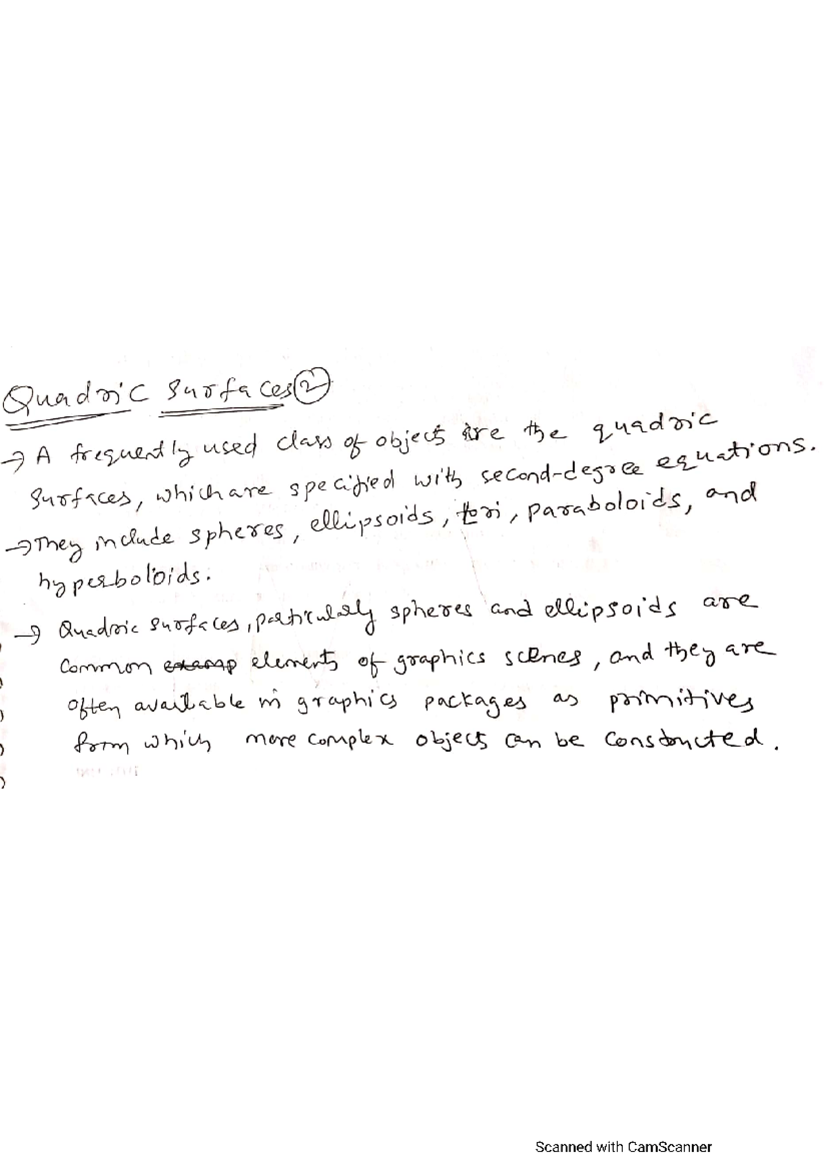 Quadratic surfaces - Computer graphics - Computer Science - Studocu