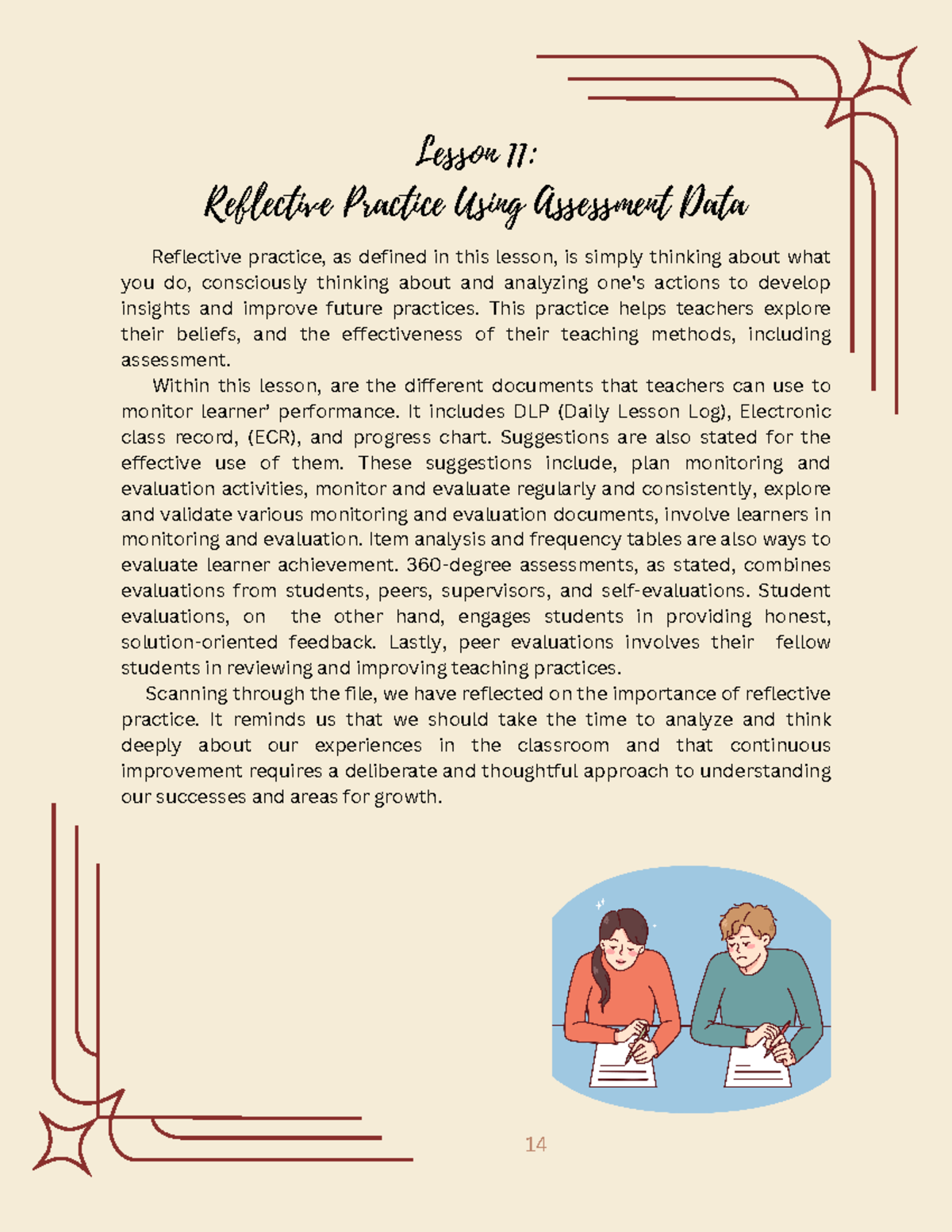 Lesson 11 - reflections - Reflective practice, as defined in this ...