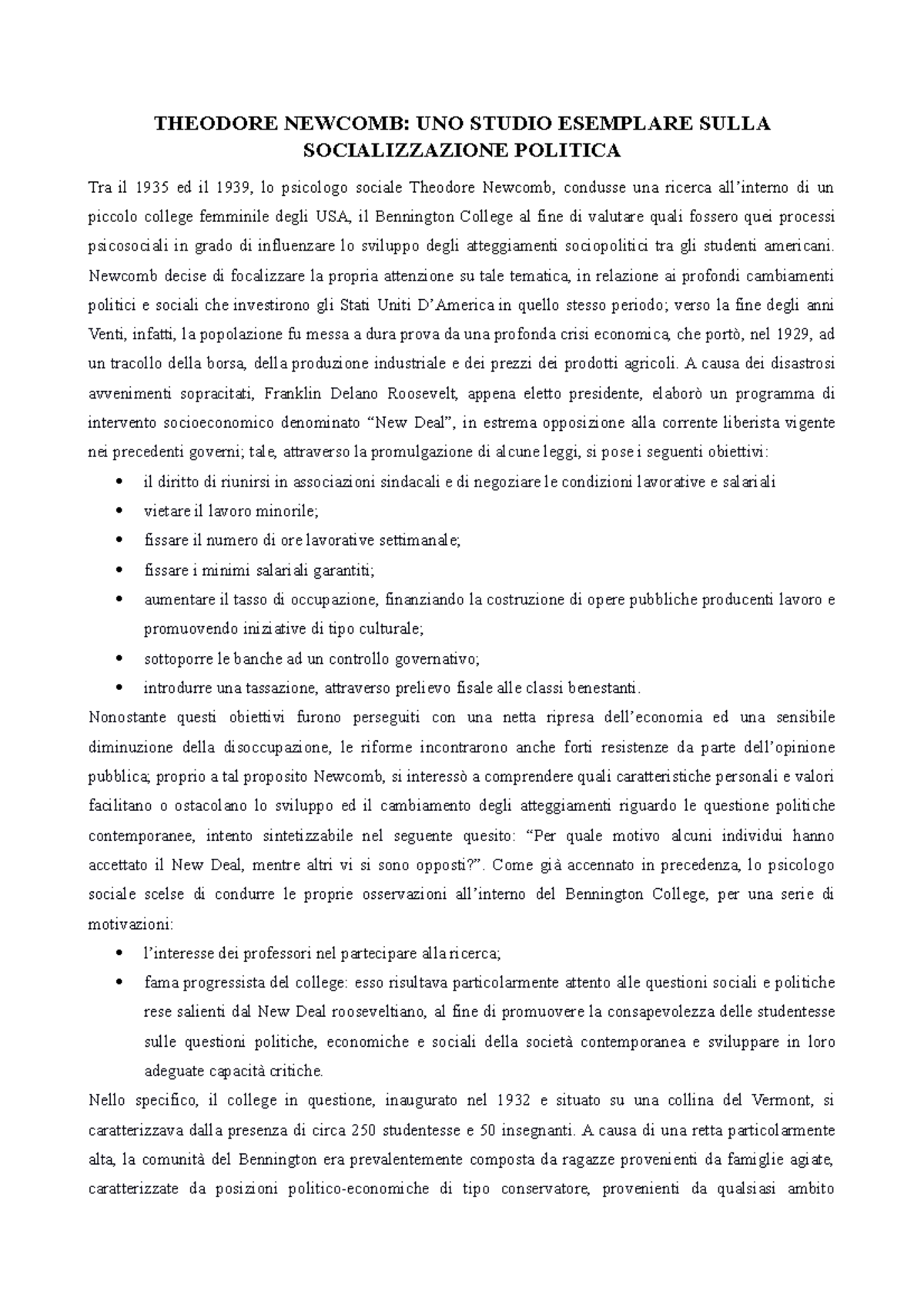 Theodore Newcomb - Riassunto - Ricerche e protagonisti della psicologia ...