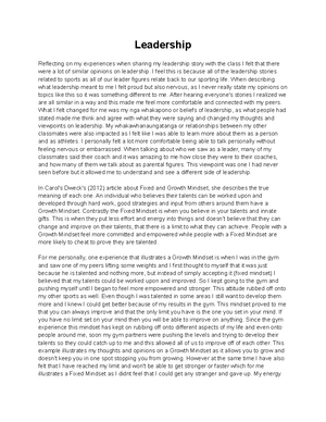 Leadership Assignment 1 - Written Assessment 1 Leadership in Sport and ...