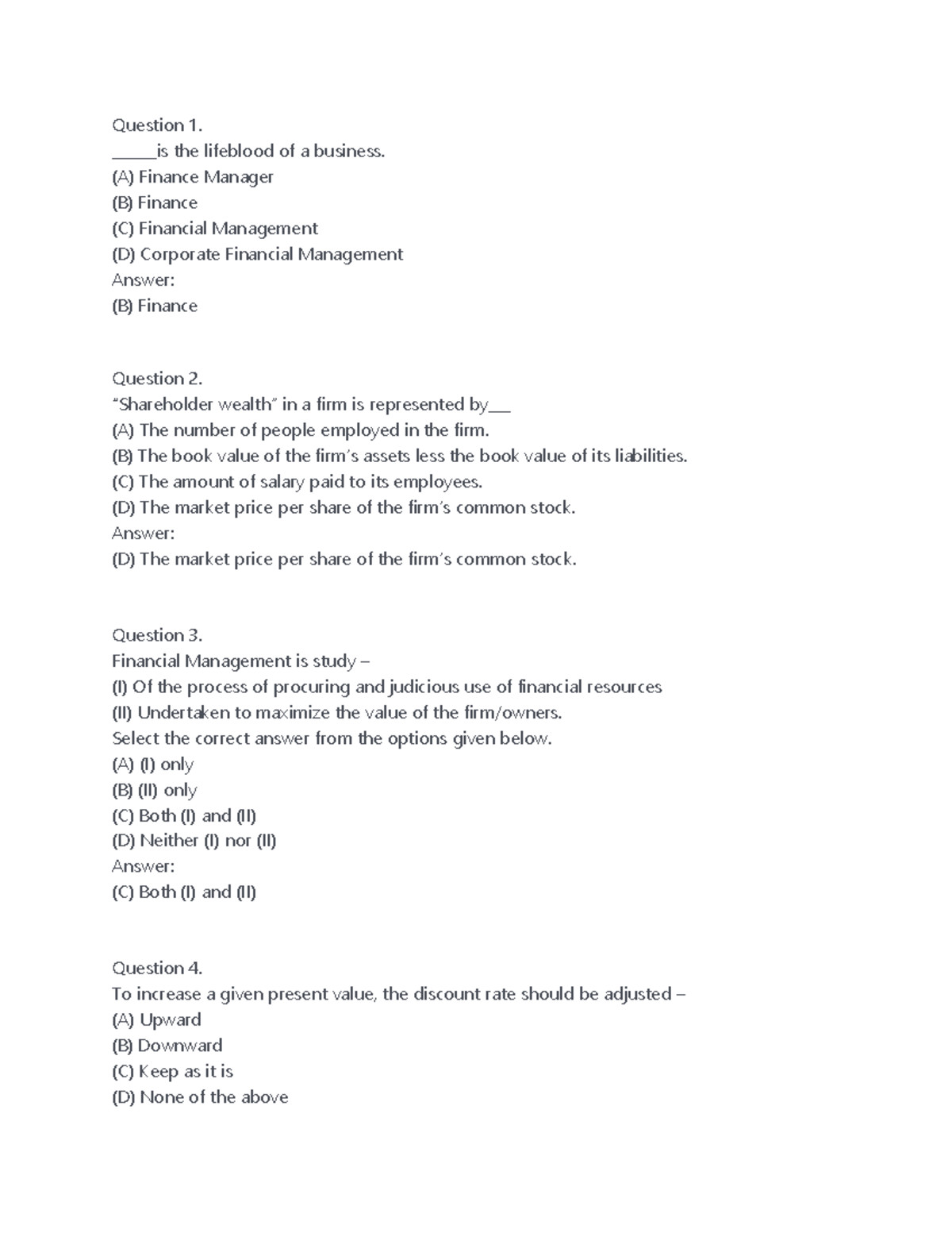 Finance pdf 1 - Financial Management important practice material pdf ...