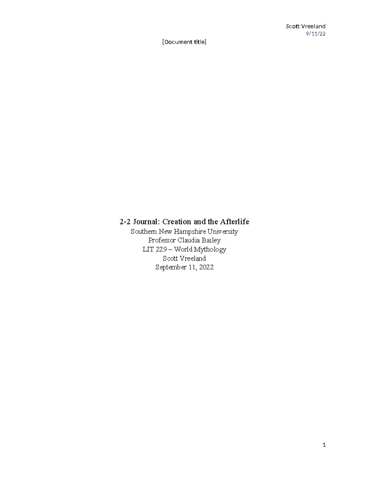 2-2 Journal Creation and the Afterlife - 9/11/ [Document title] 2-2 ...