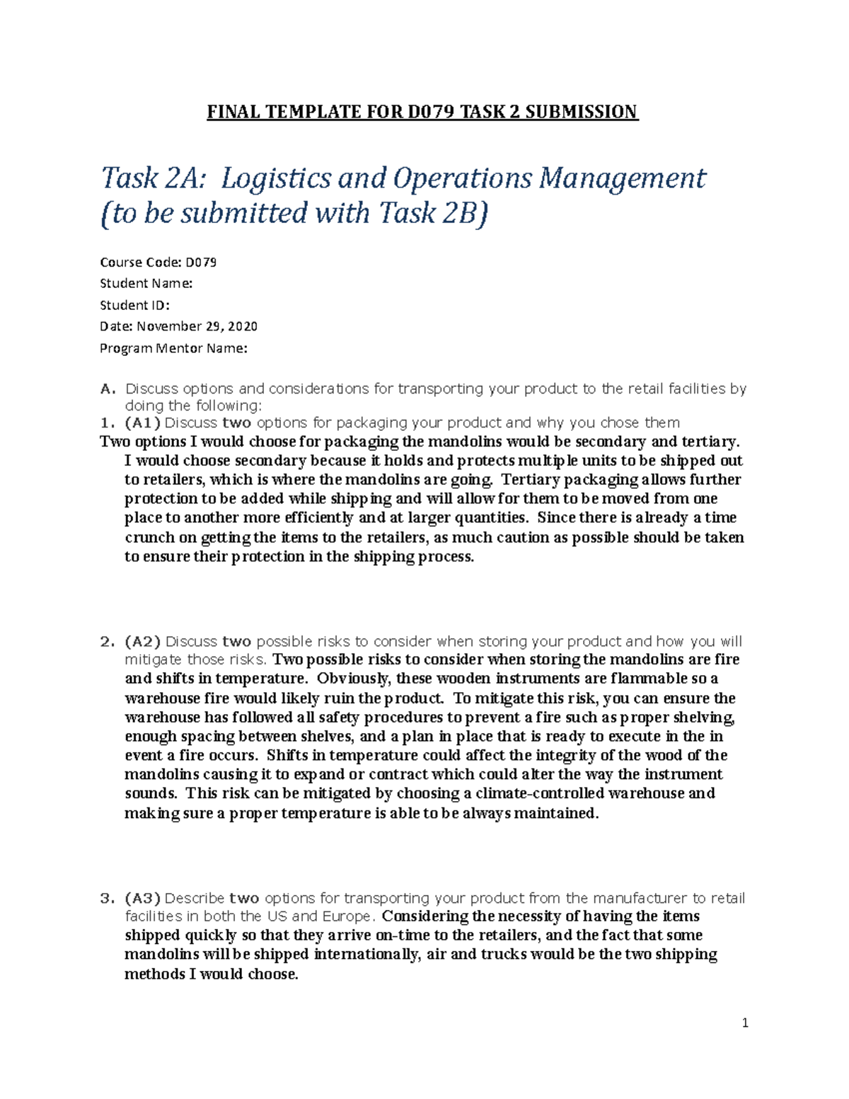D079-Task 2 - Performance Assessment 2 - FINAL TEMPLATE FOR D079 TASK 2 ...