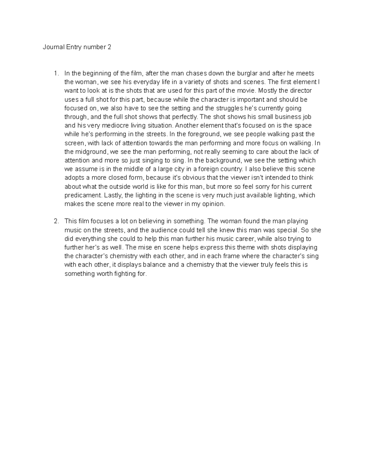 Screening Journals - Journal Entry number 2 In the beginning of the ...