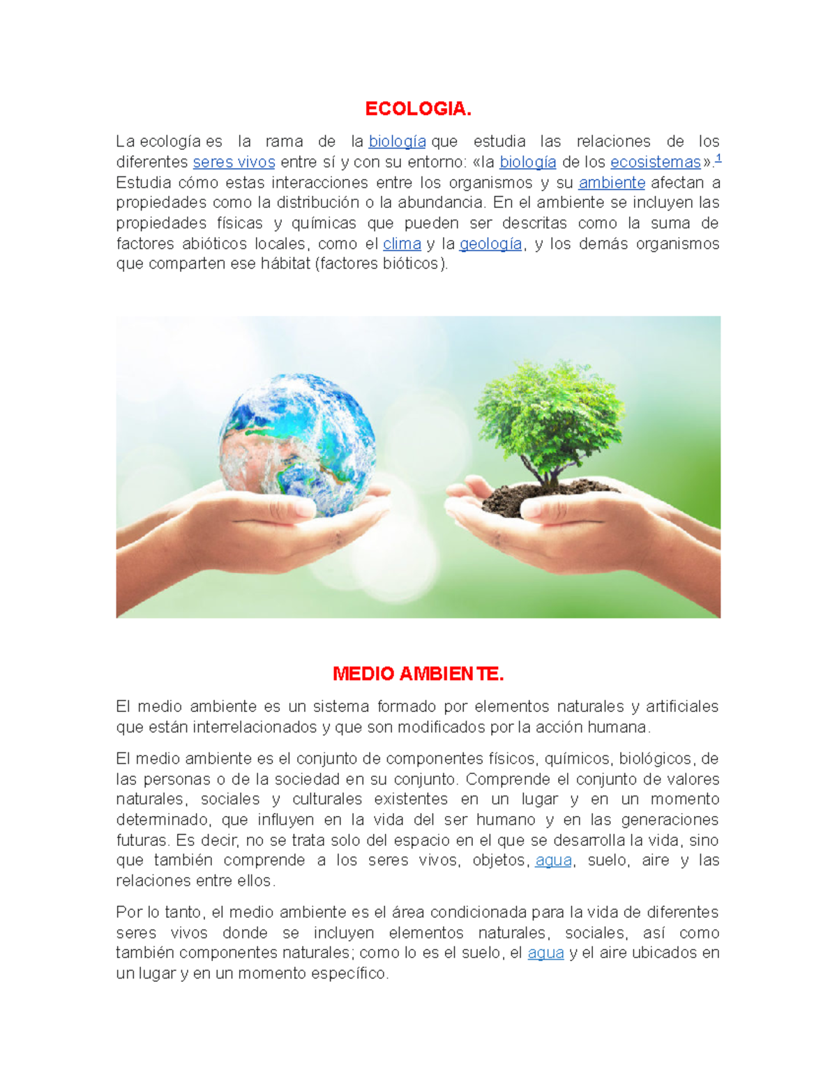 Ecologia - cuidar el medio ambiente es importante - ECOLOGIA. La ecología es la rama de la ...