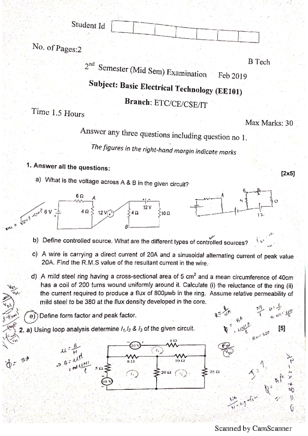 2nd Sem 2019 Mid Sem Papers - Electronics and communication engineering ...