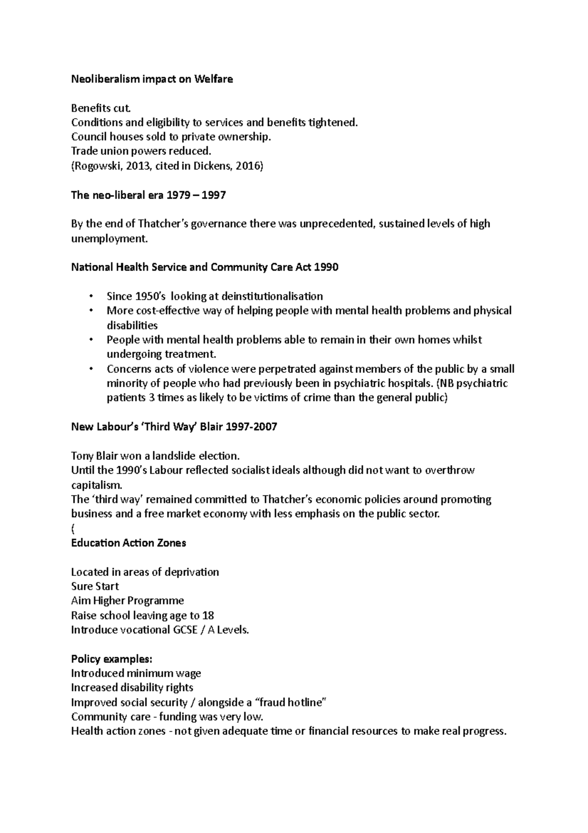 Neoliberalism impact on Welfare - Neoliberalism impact on Welfare ...