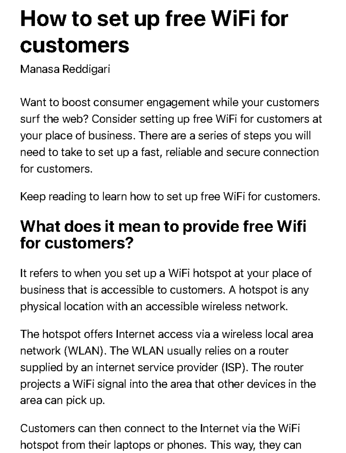 How to set up free Wi Fi for customers - deliverable 1 - How to set up ...