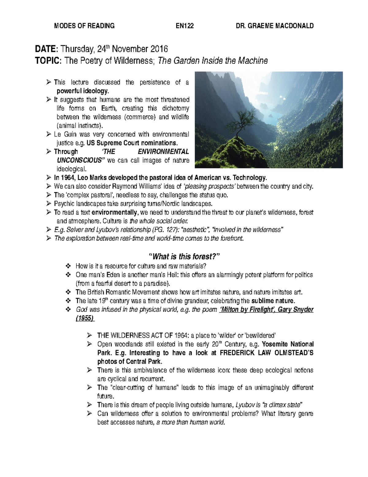 The Garden Inside The Machine - MODES OF READING EN122 DR. GRAEME ...
