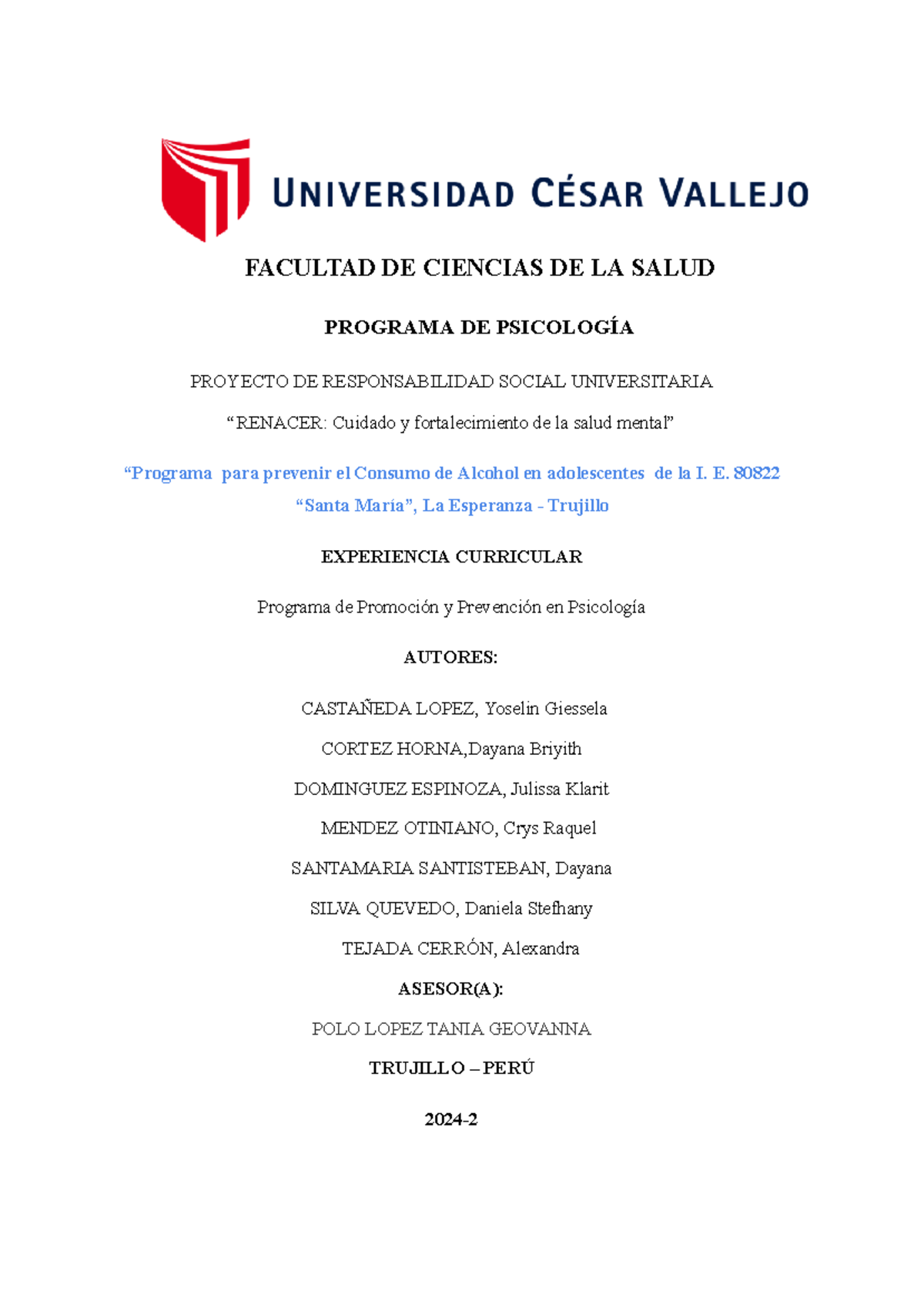 Proyecto Allikai - paguen - FACULTAD DE CIENCIAS DE LA SALUD PROGRAMA ...