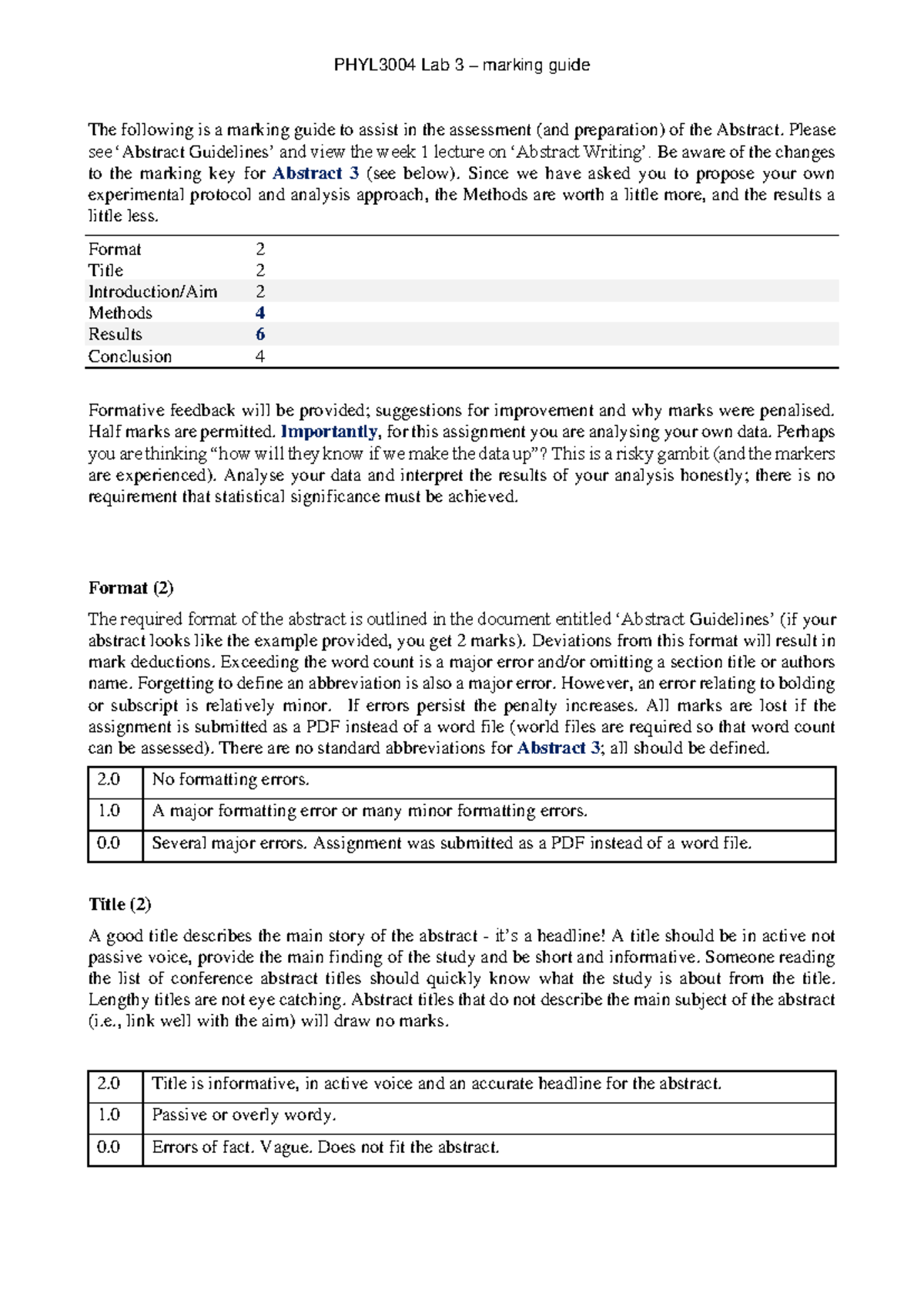 Lab 3 Marking Guide - LAB NOTES - The following is a marking guide to ...