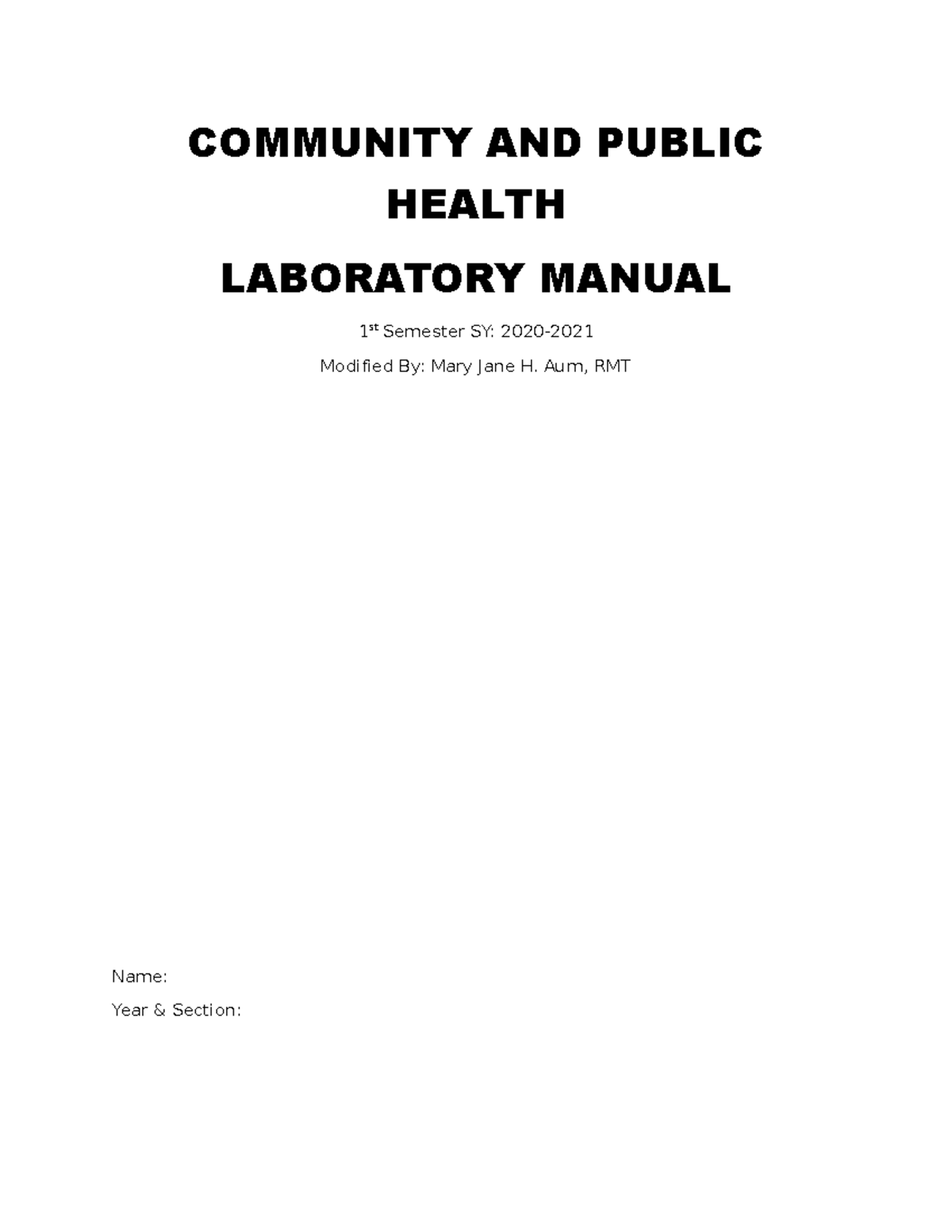 Prelim LAB Manual OF Activities - COMMUNITY AND PUBLIC HEALTH ...