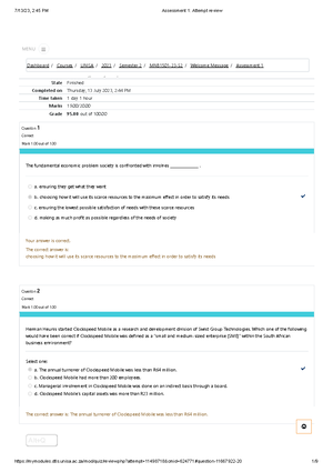 Assessment 1 Attempt review (page 1 of 30)A - 3/30/23, 9:50 PM ...