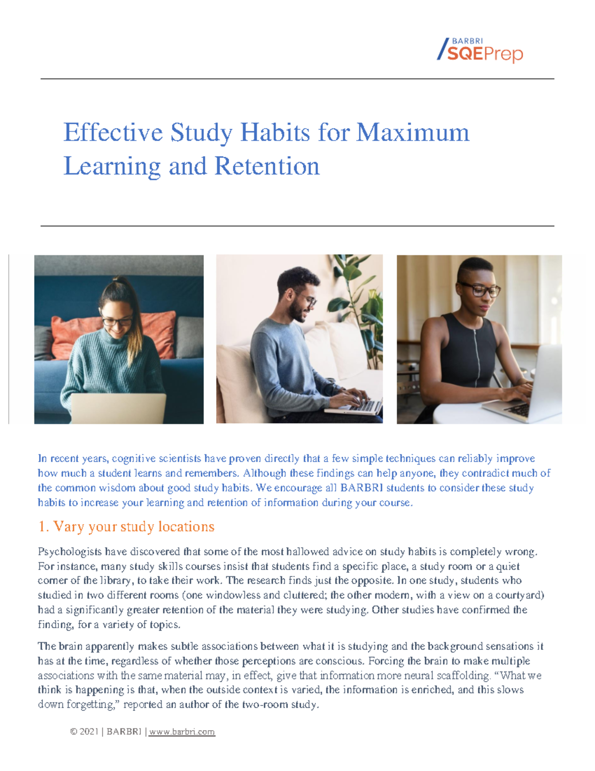 Effectibe Habits for Learning and Retention - © 2021 | BARBRI | barbri ...