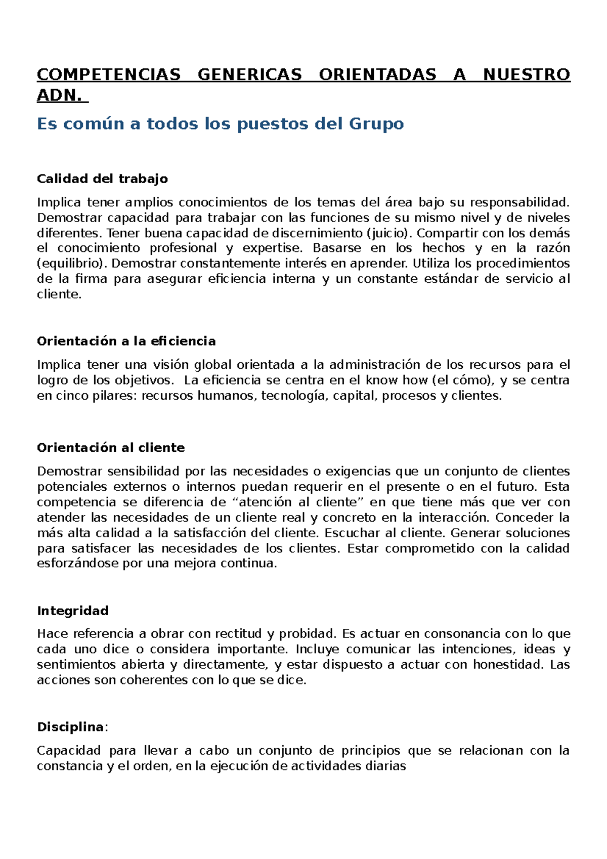 Competencias Genericas - COMPETENCIAS GENERICAS ORIENTADAS A NUESTRO ...