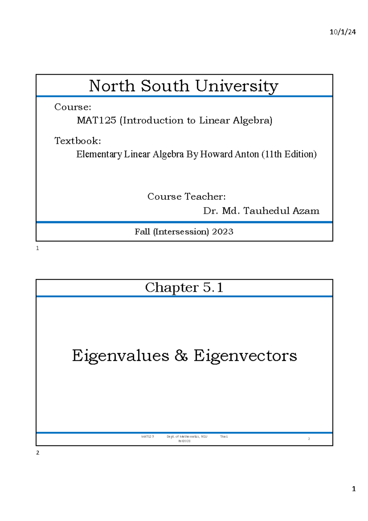 MAT125 Ch 05 - Diagonalization slides - Fall (Intersession) 2023 Course ...