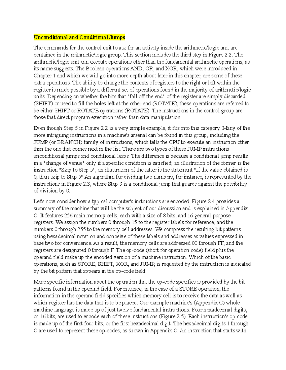 Unconditional and Conditional Jumps - This section includes the third ...