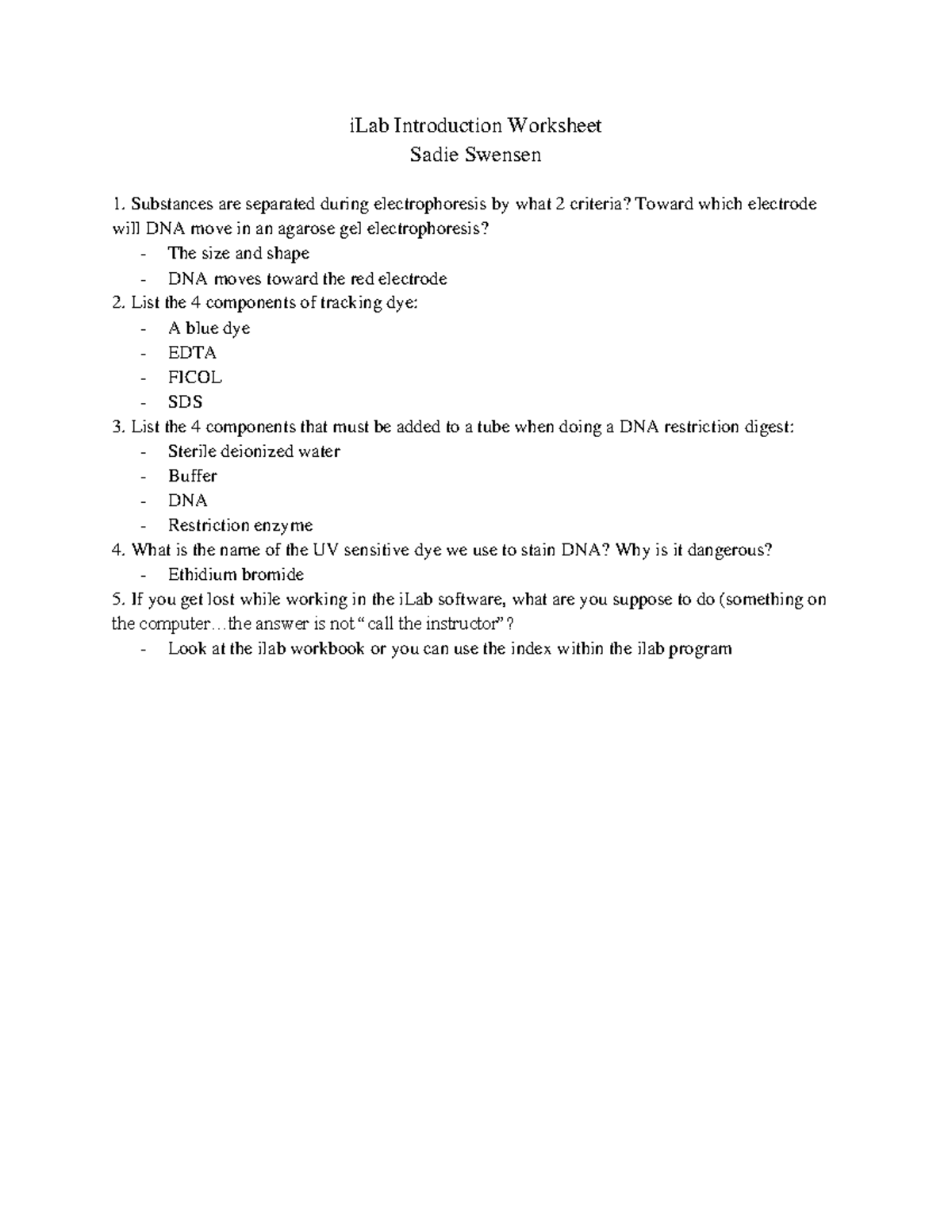 I Lab Introduction Worksheet - iLab Introduction Worksheet Sadie ...