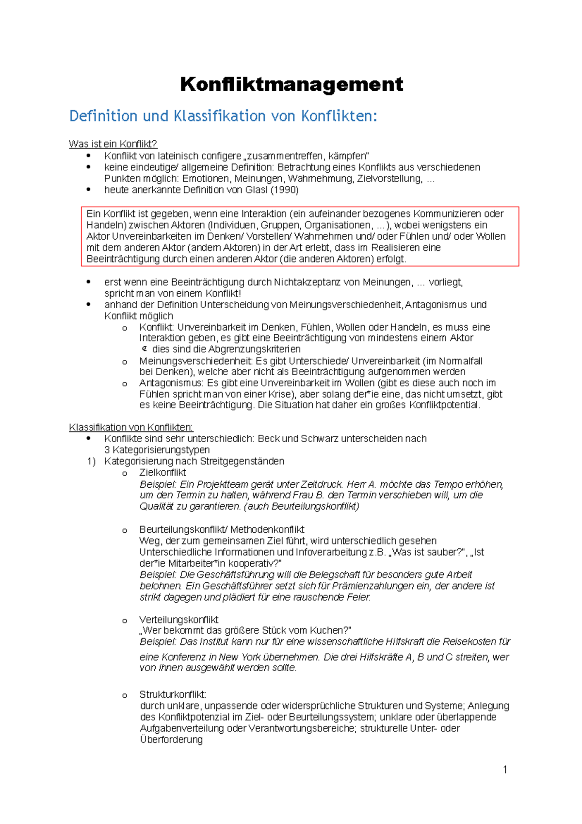 Konfliktmanagement 1201-070 - Konfliktmanagement Definition und Klassifikation von Konflikten ...