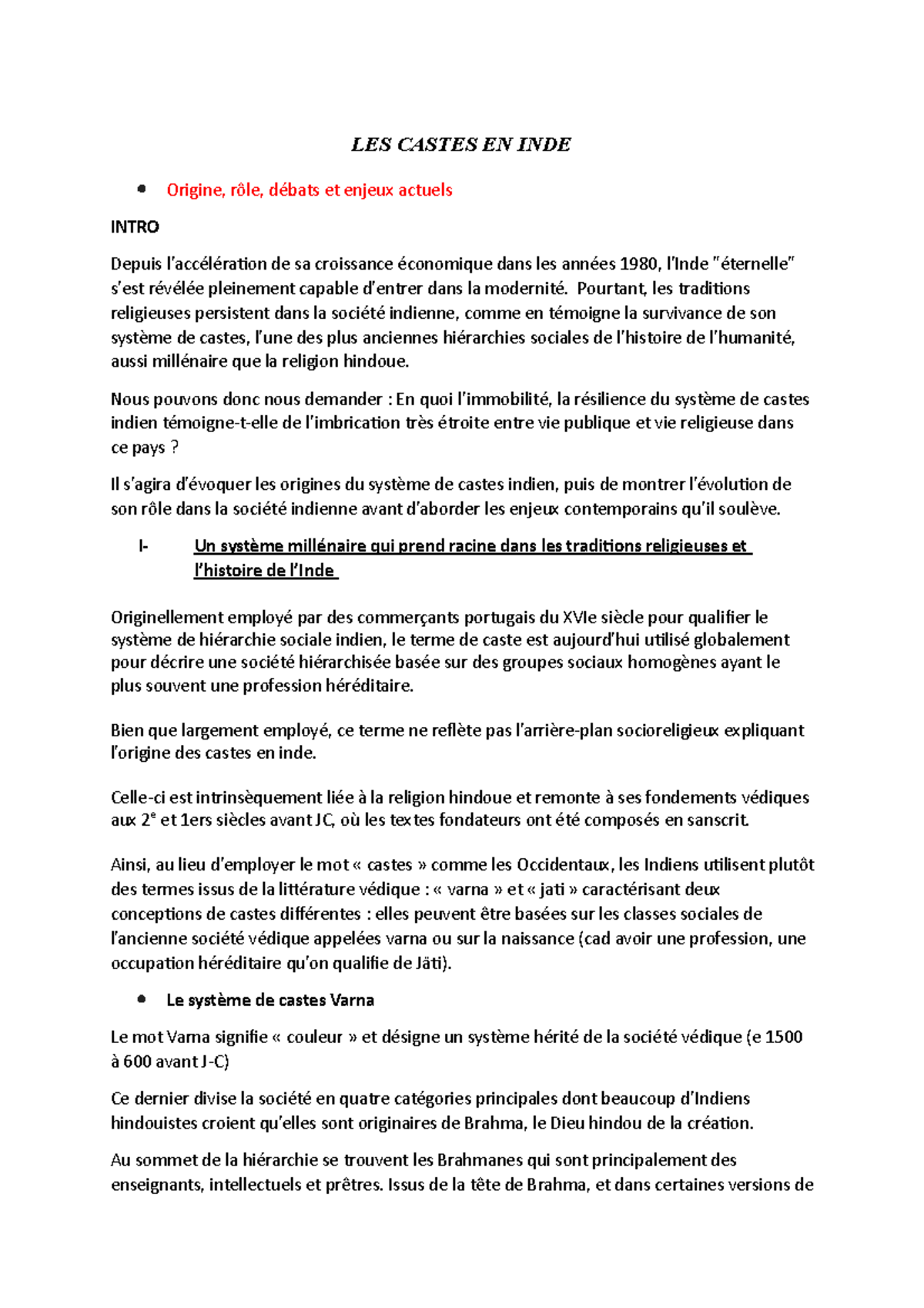 Le système de castes indien - LES CASTES EN INDE Origine, rôle, débats ...