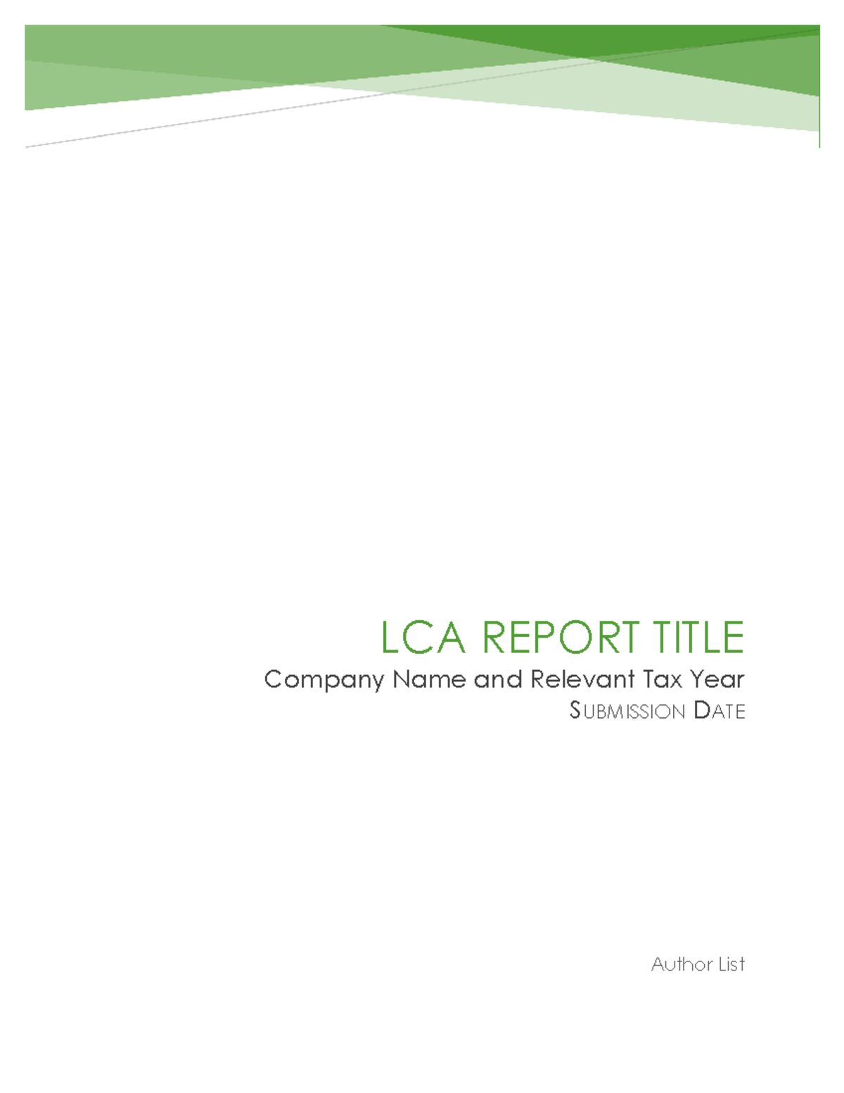 LCA Report Title - Template sobre lca, como fazer, como submeter, quais ...