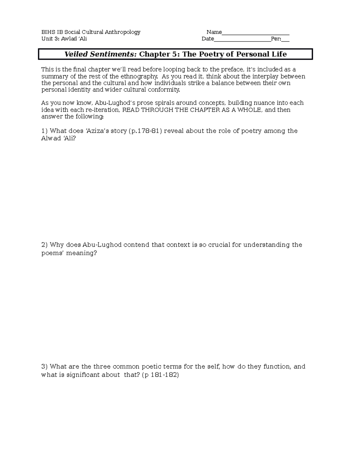 VS CH 5 Questions - Chapter 5 review - BIHS IB Social Cultural ...