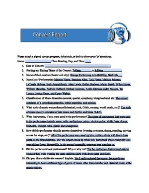 Concert report example for Music Appreciation - Please attach a signed ...