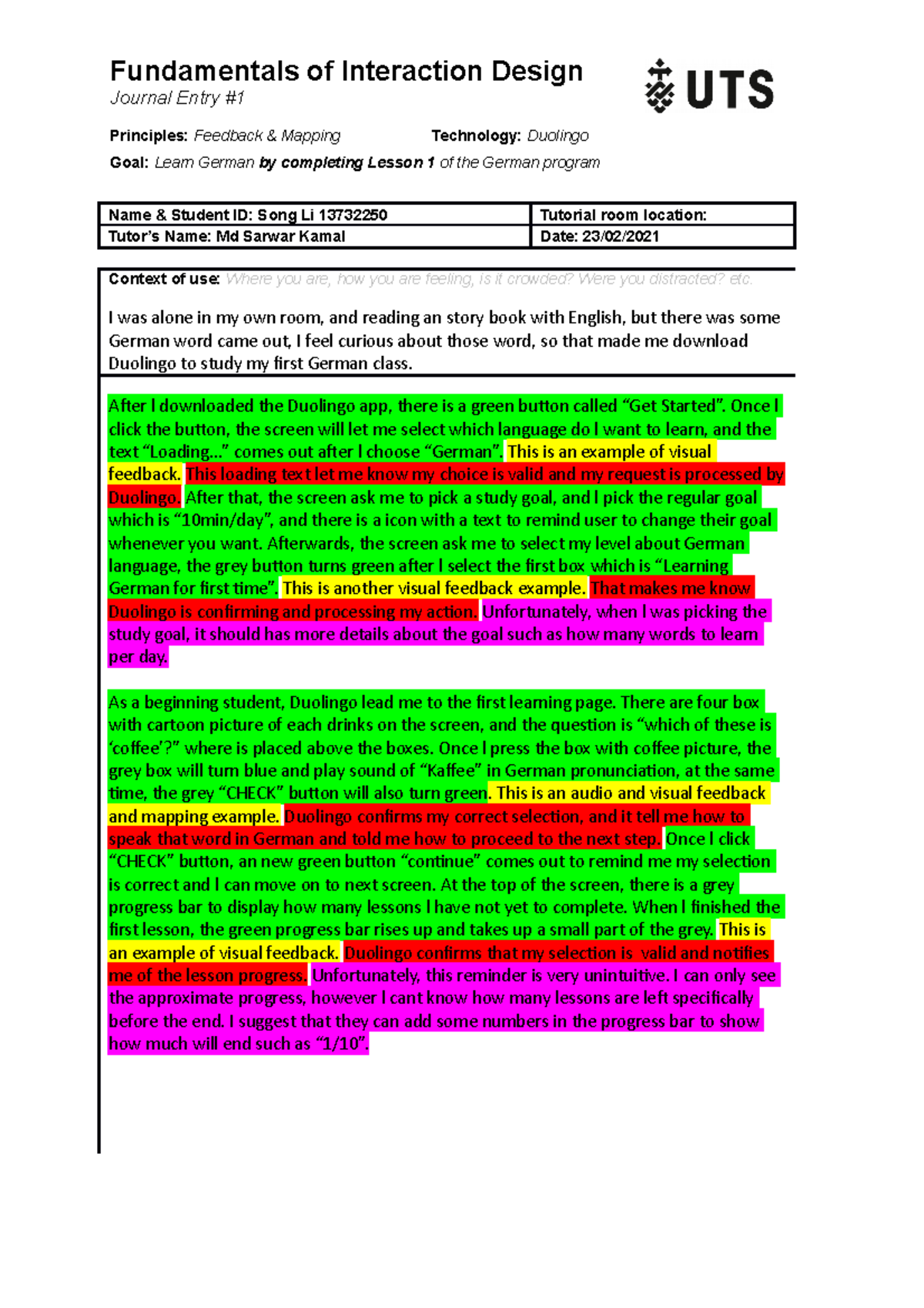 Journal Entry 1 General - Fundamentals of Interaction Design Journal ...