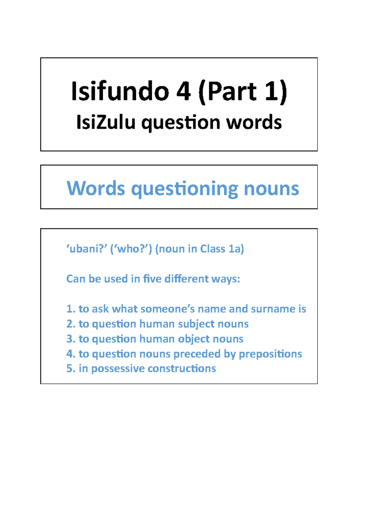 ZUL 220 - Isifundo 4 (PART 1) - 2021 - Isifundo 4 (Part 1) IsiZulu ...
