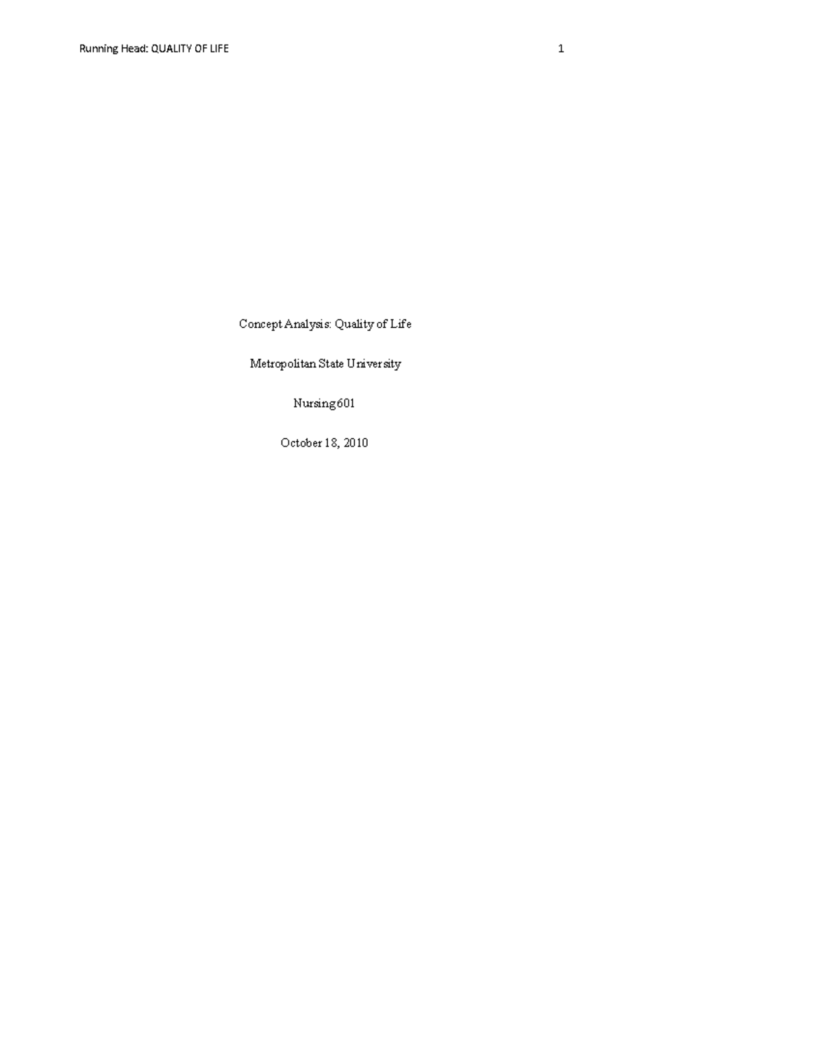 Concept analysis example paper with Instructor comments - Concept ...