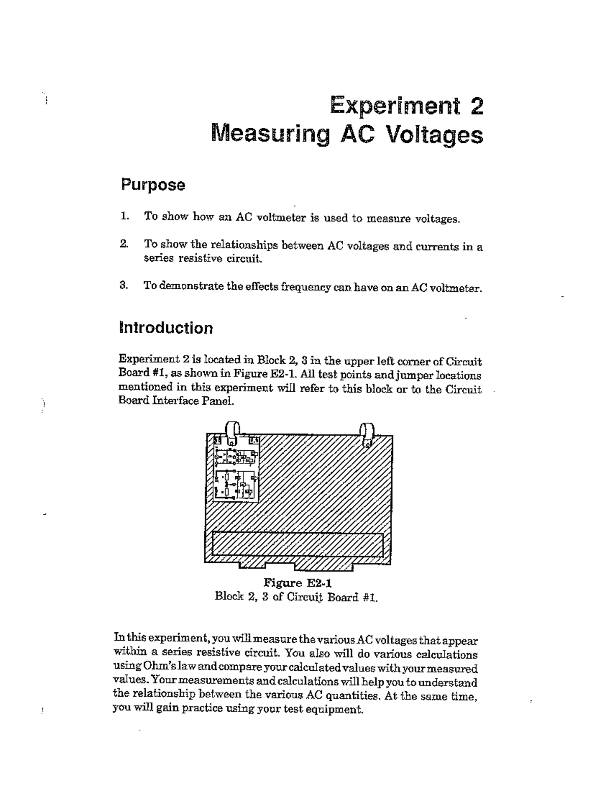 AC Volttage Lab - Experiment 2 Measuring AC Voltages Purpose 1. To show ...
