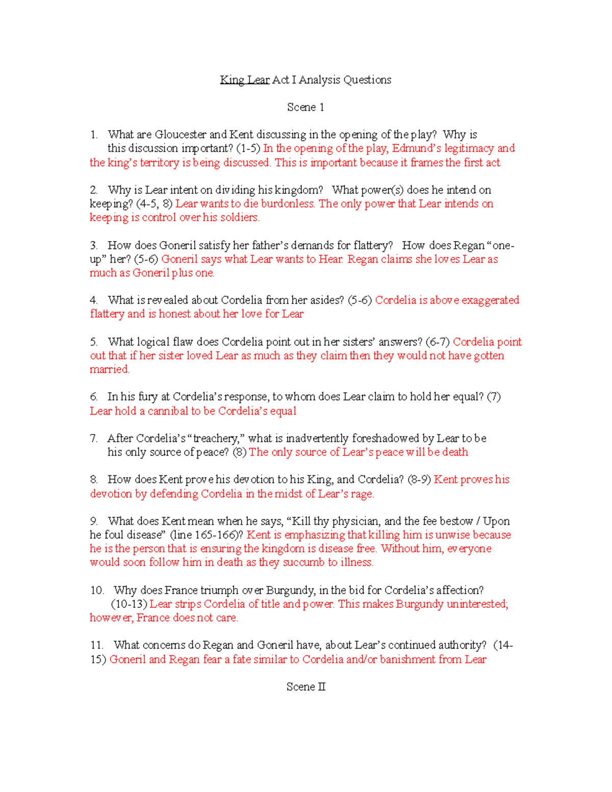 Lear act 1 questions + 31–52 Journal - King Lear Act I Analysis ...